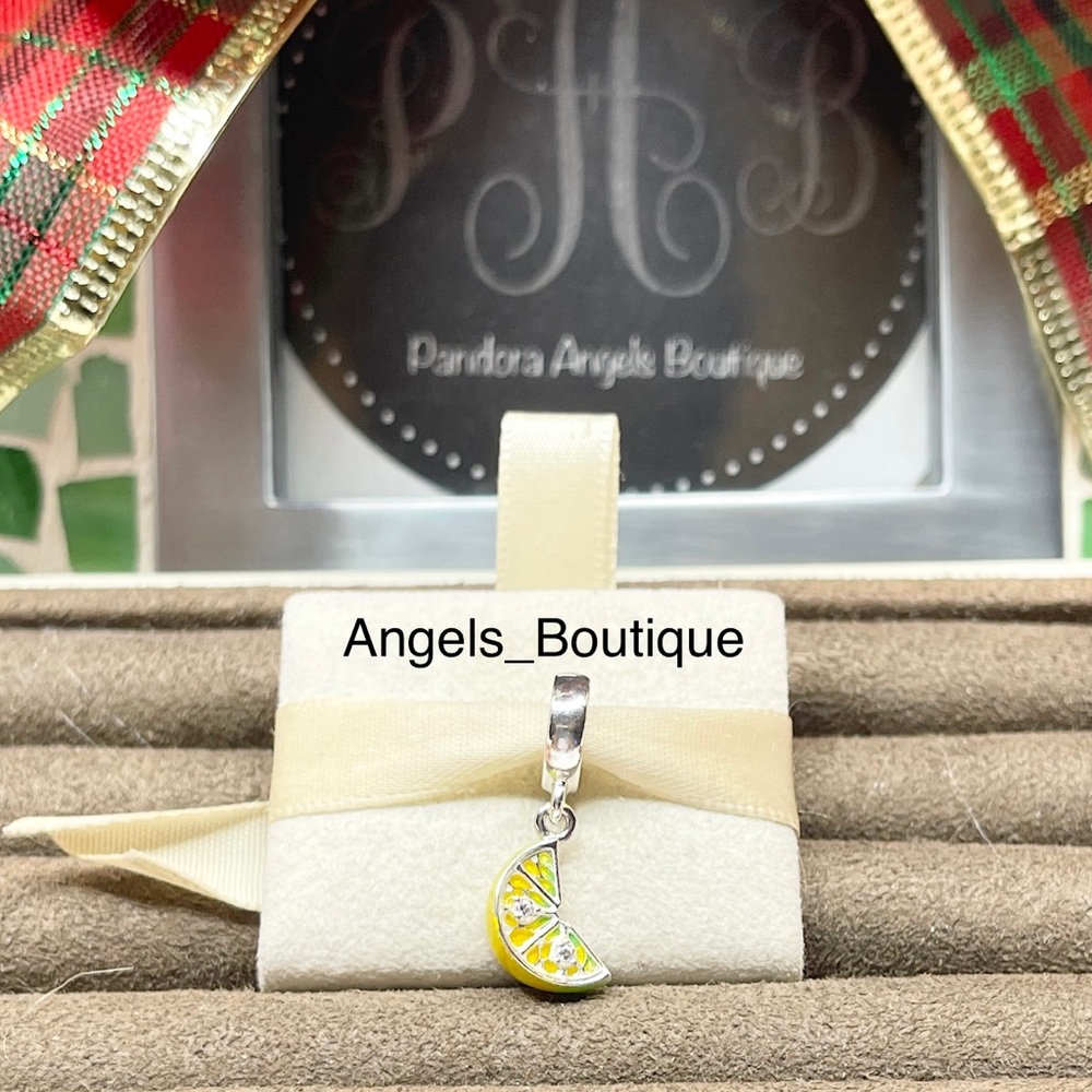 New Pandora Lemon Slice Sparkling Fruit Dangle Charm - Gem